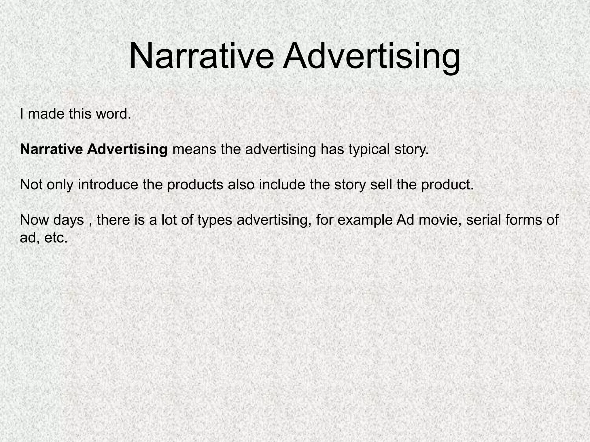 Narrative advertising | PPT
