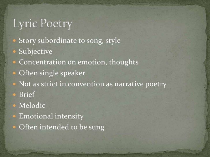 Narrative And Lyric Poetry