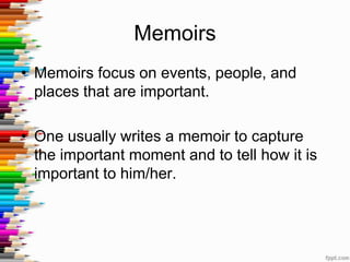 Narrative and memoir information | PPTX