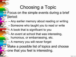 Narrative and memoir information | PPTX