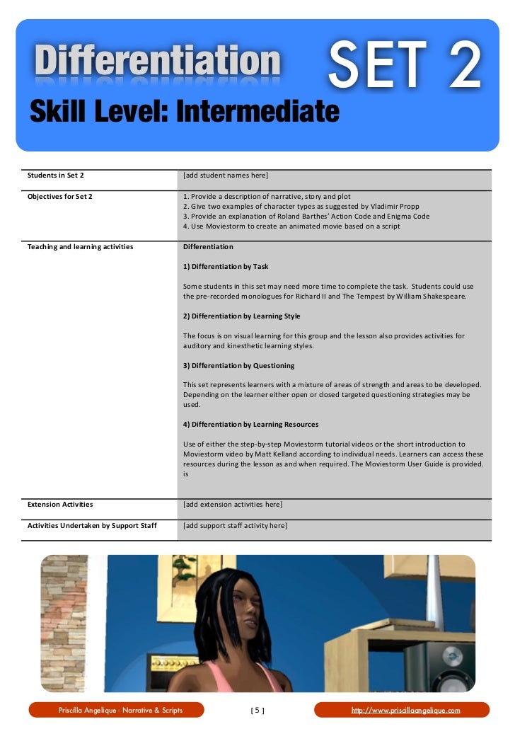 Narrative And Script Lesson Plan Narrative And Script Lesson Plan