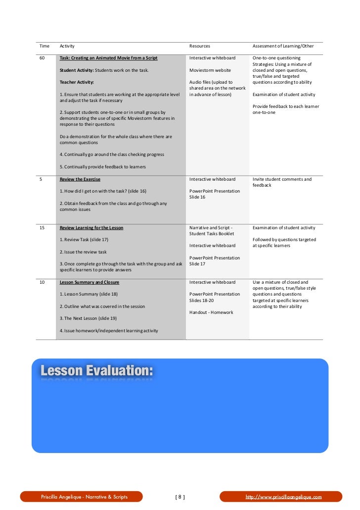 Narrative And Script Lesson Plan Narrative And Script Lesson Plan