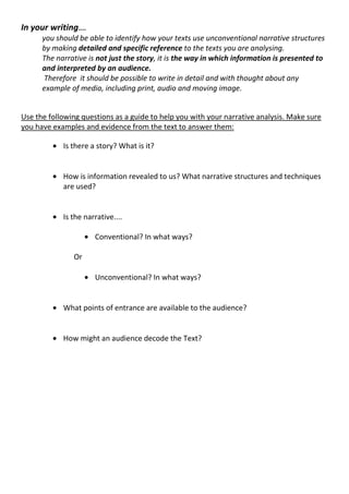 Narrative booklet 1 | DOCX | Genres