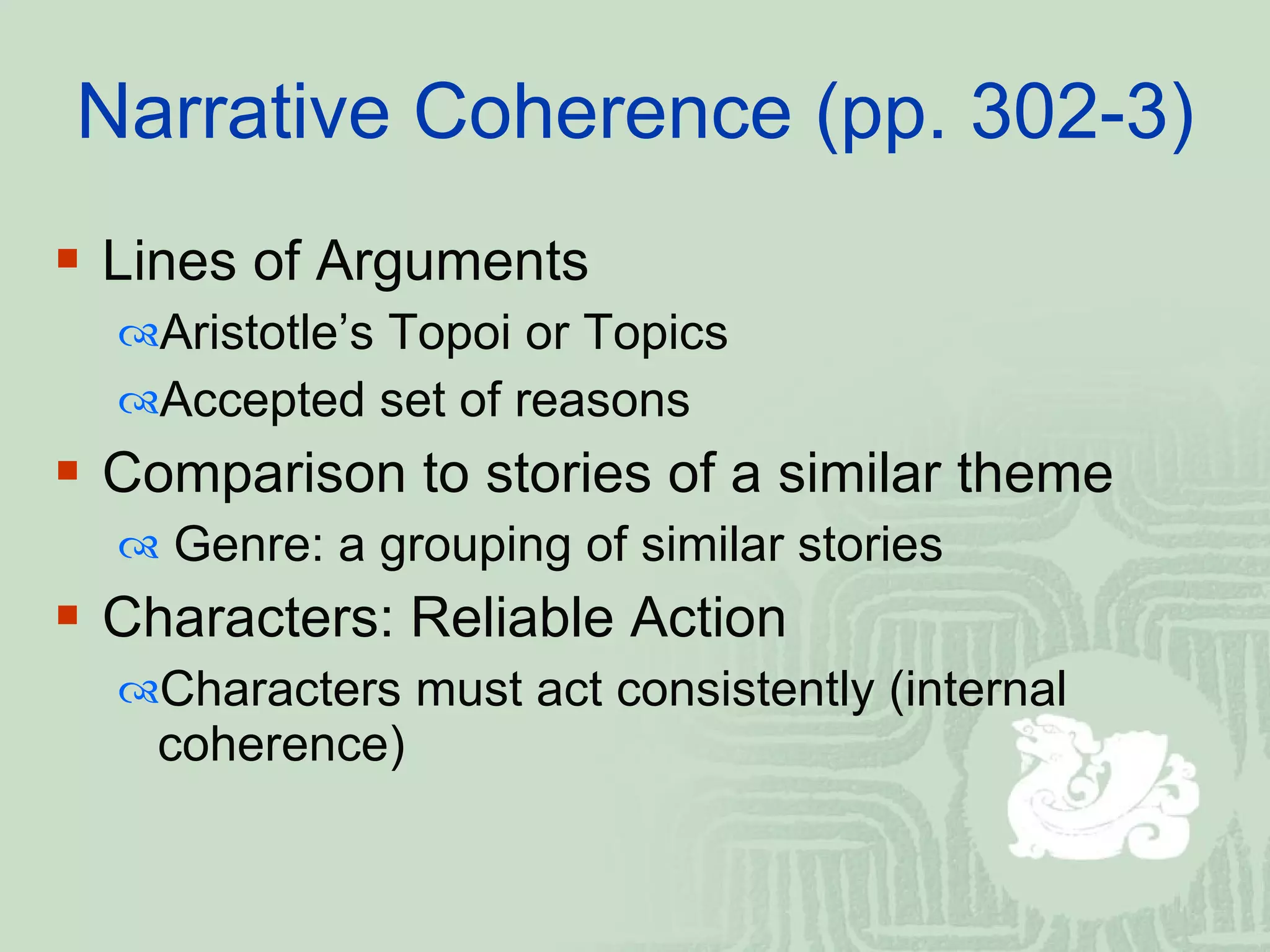 Narrative Coherence And Fidelity | PPT