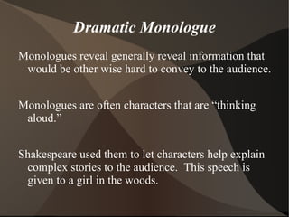 Narrative and Dramatic Poetry: monologue | ODP