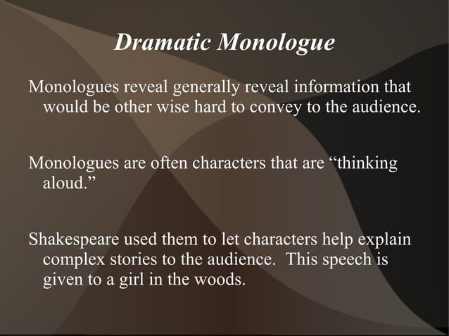 Narrative and Dramatic Poetry: monologue | ODP