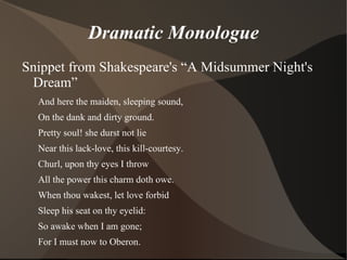 Narrative and Dramatic Poetry: monologue | ODP