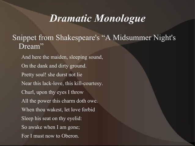 Narrative and Dramatic Poetry: monologue | ODP