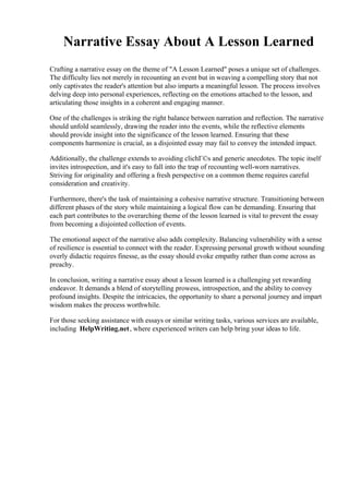 Narrative Essay About A Lesson Learned.pdf
