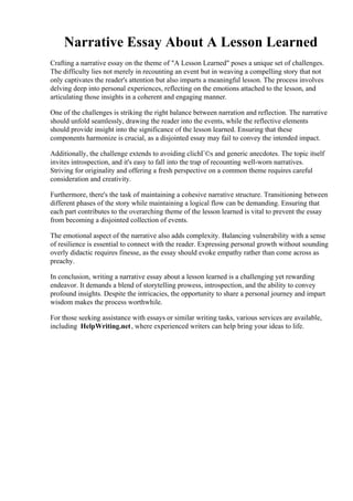 Narrative Essay About A Lesson Learned.pdf