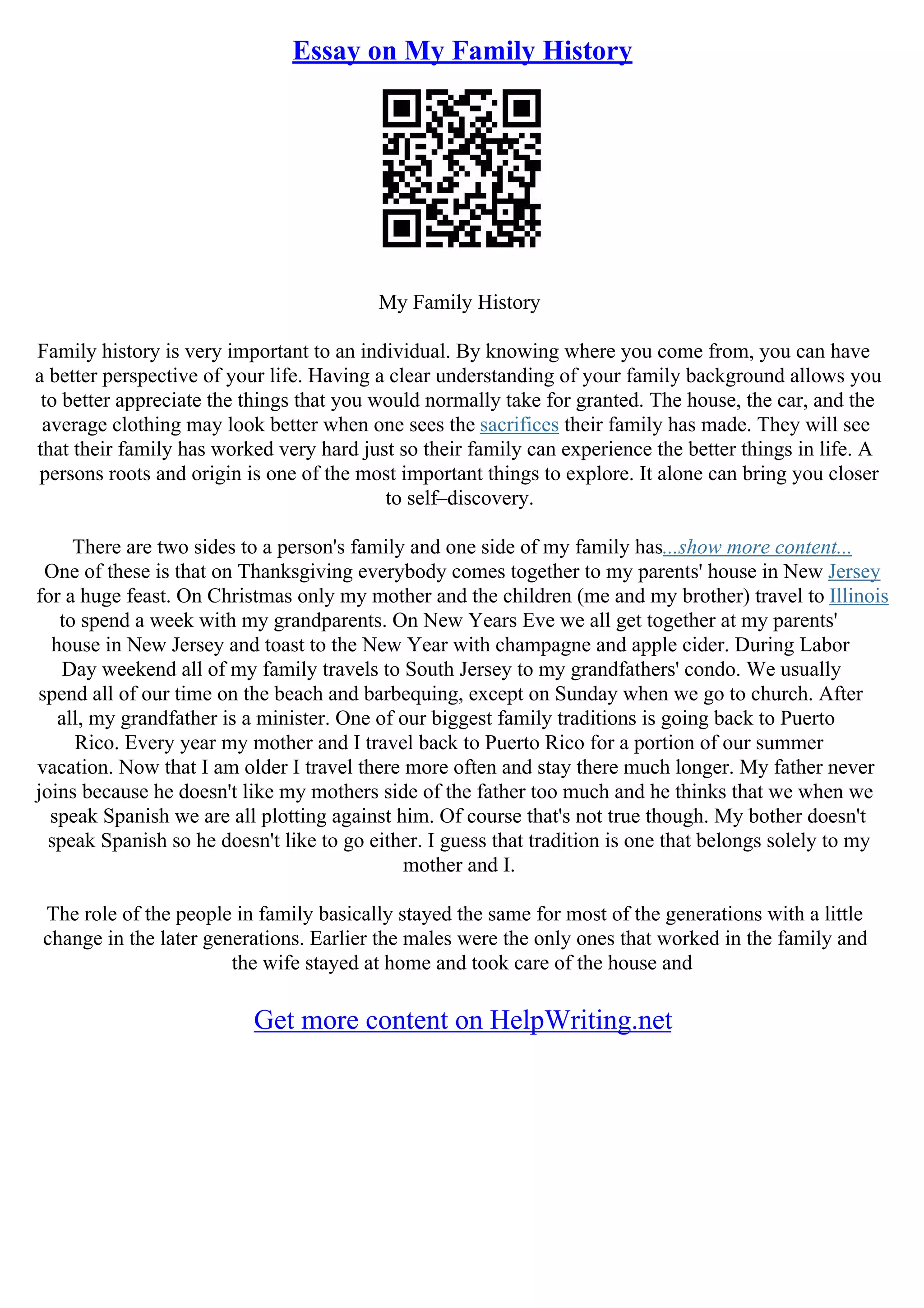 Narrative Essay About Family | PDF