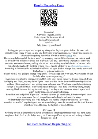 Narrative Essay About Family | PDF