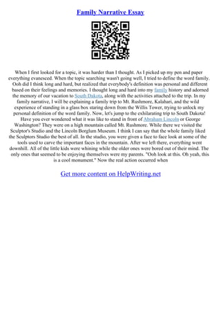 Narrative Essay About Family | PDF