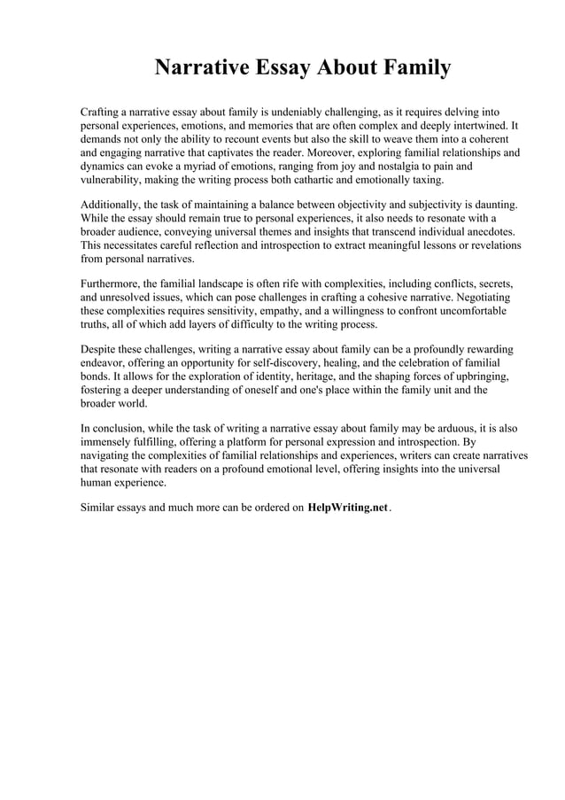Narrative Essay About Family. Fairfax University of America | PDF