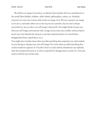 Narrative essay assignment sheet | PDF