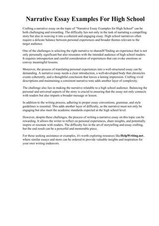 Narrative Essay Examples For High School.pdf