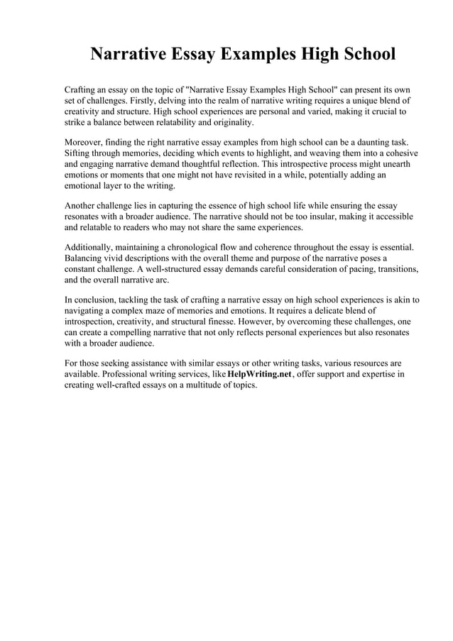 Narrative Essay Examples High School.pdf | Education