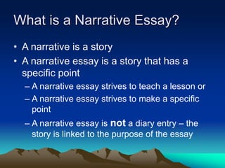 A PowerPoint that explains the narrative essay | PPTX
