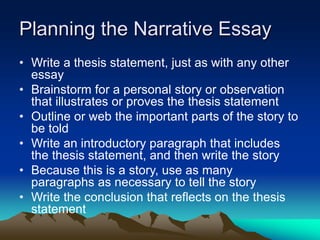 A PowerPoint that explains the narrative essay | PPTX