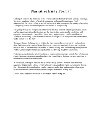 Narrative Essay Format. University of Texas at El Paso | PDF ...