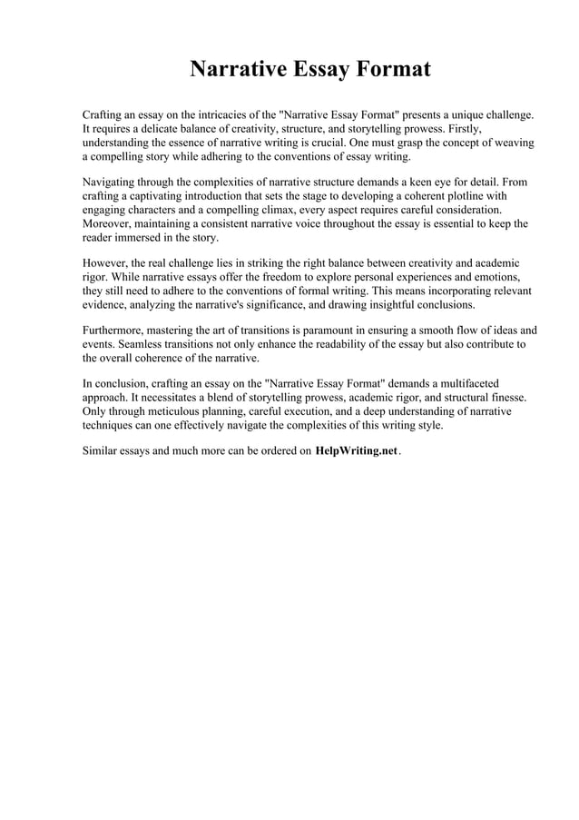 Narrative Essay Format. University of Texas at El Paso | PDF ...