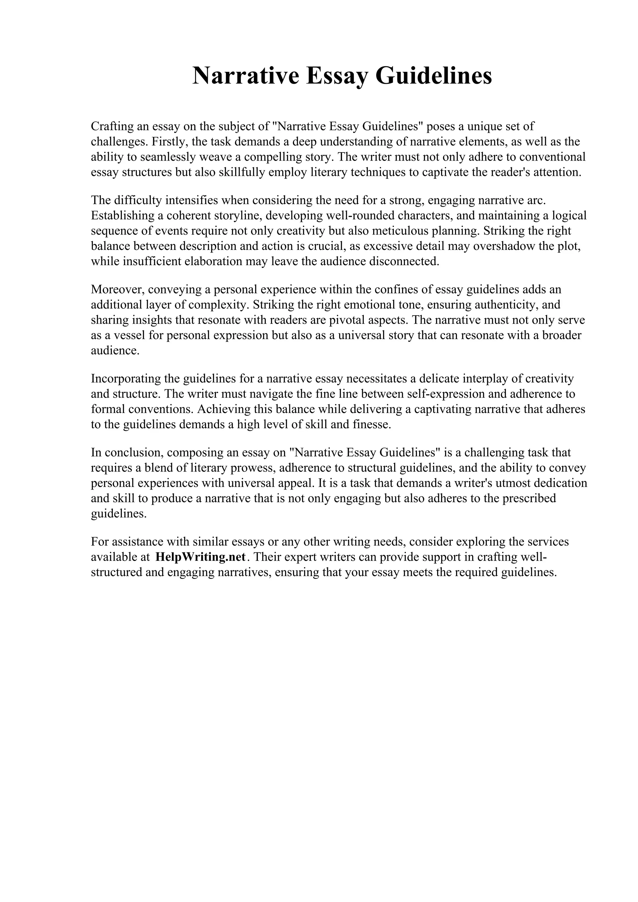 Narrative Essay Guidelines.pdf | Screenwriting | Content Production