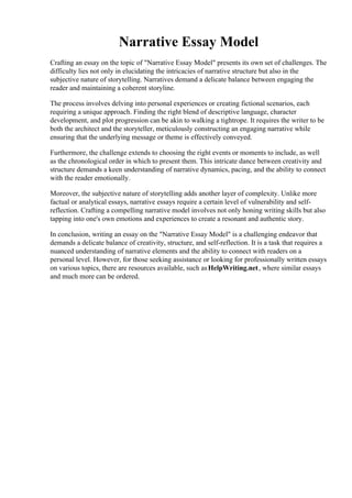 Narrative Essay Model | PDF