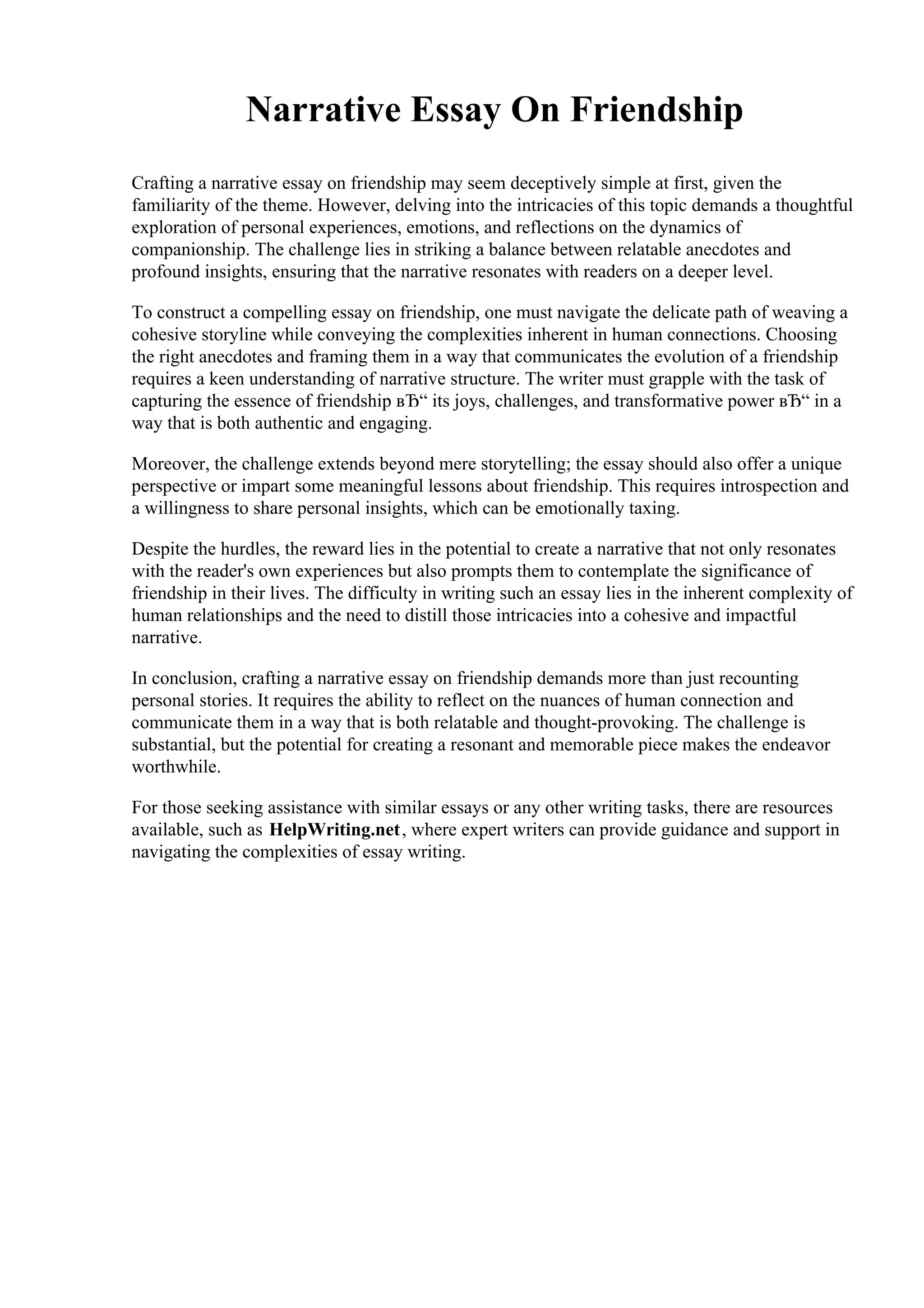 Narrative Essay On Friendship.pdf