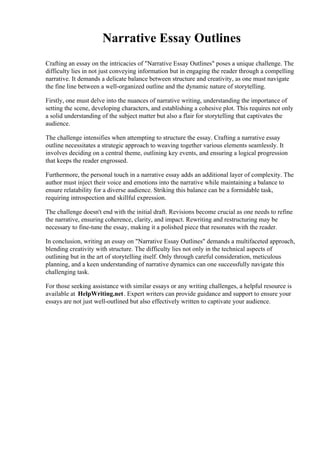 Narrative Essay Outlines. Bridgewater State University | PDF ...