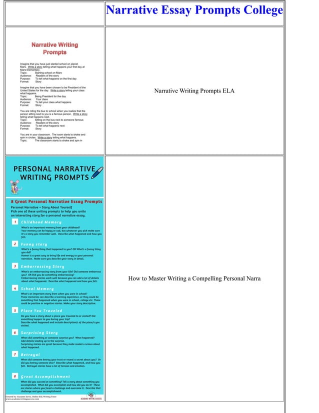Narrative Essay Prompts College | PDF