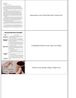 Narrative Essay Prompts College | PDF