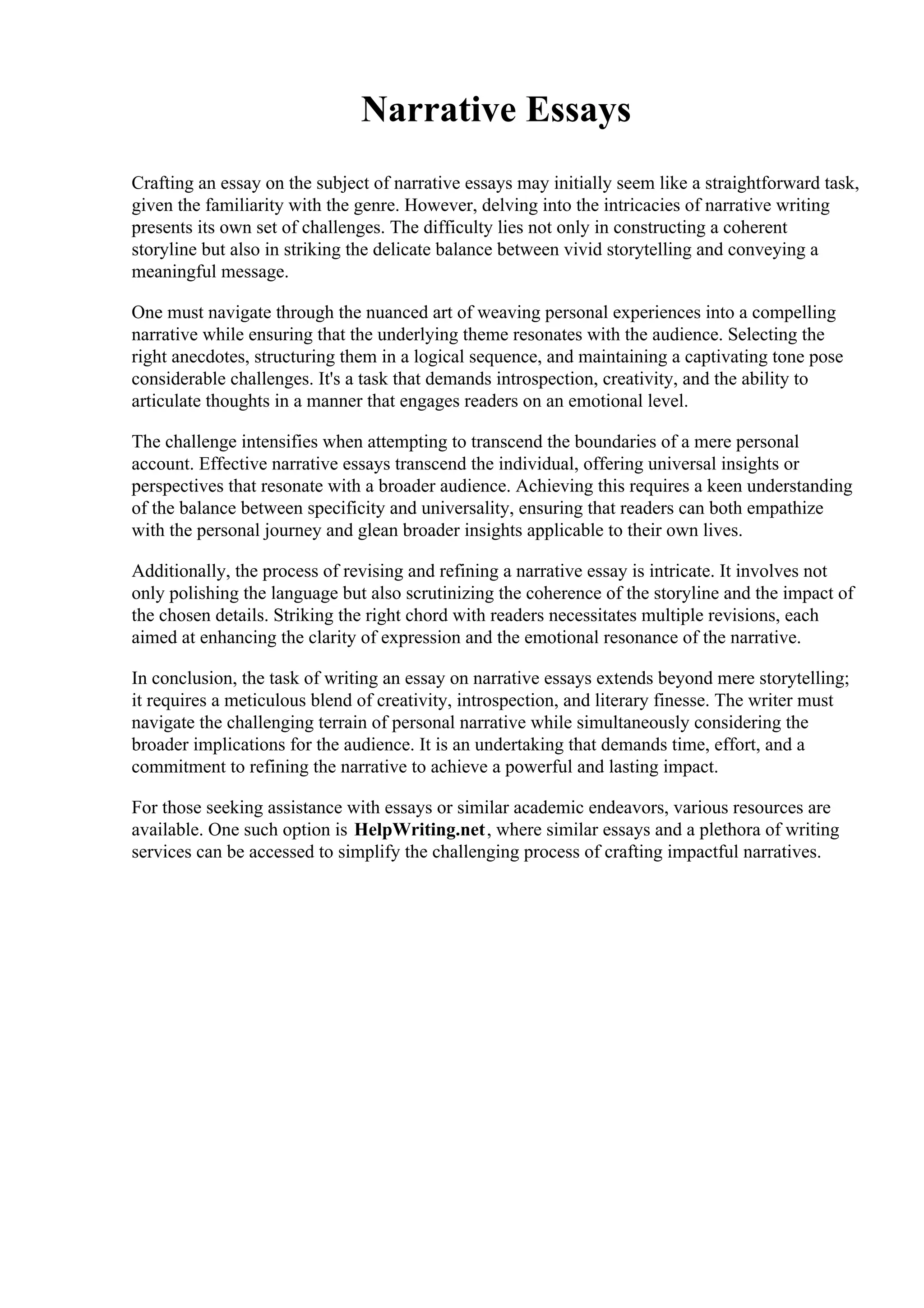 Narrative Essays | PDF