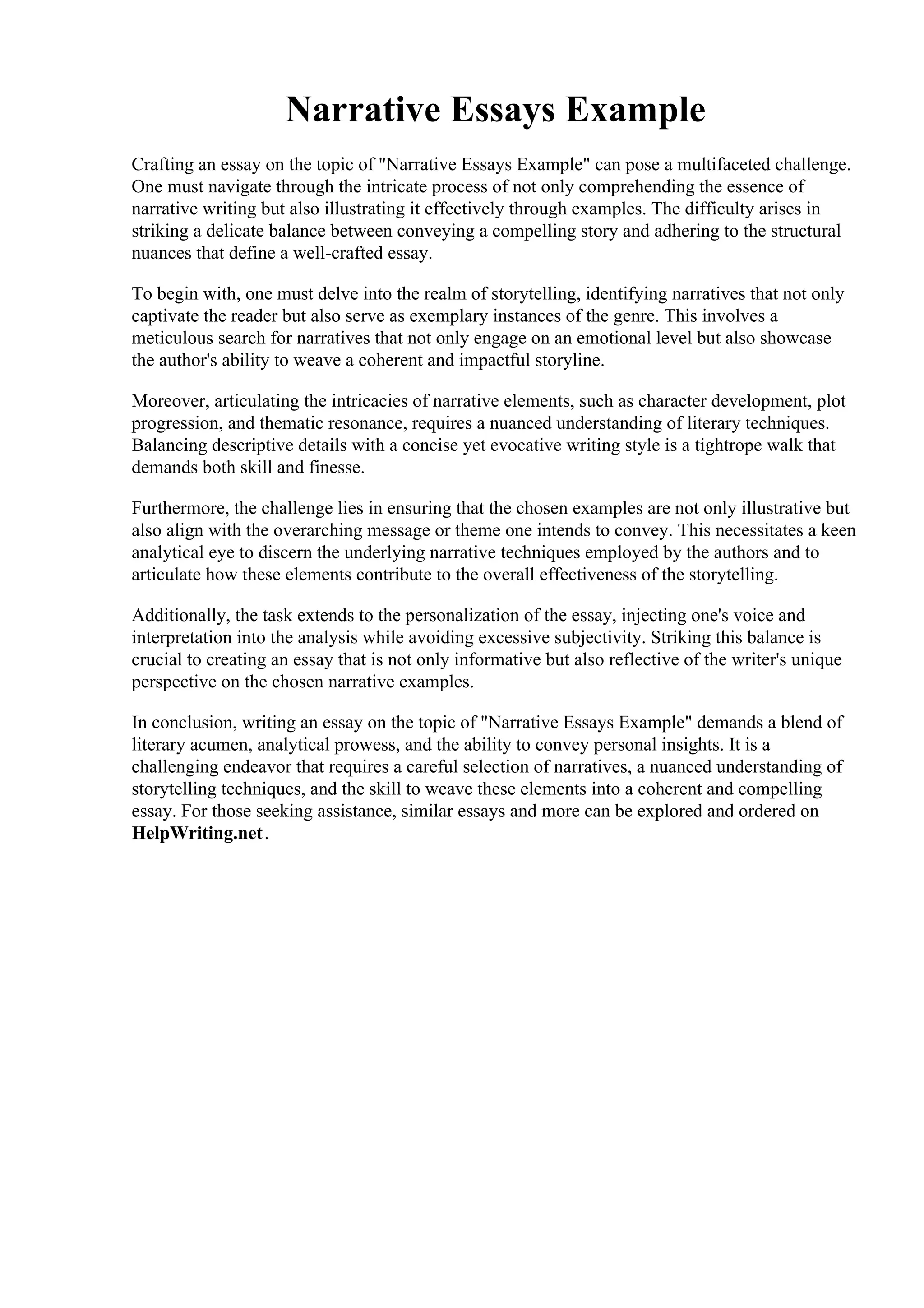 Narrative Essays Example | PDF