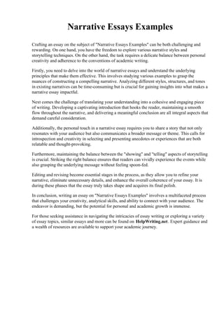 Narrative Essays Examples.pdf | Screenwriting | Content Production