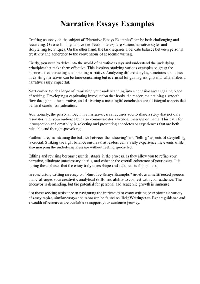 Narrative Essays Examples.pdf | Screenwriting | Content Production