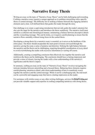 Narrative Essay Thesis. Step-by-Step Guide How to Write Narrative Essay ...