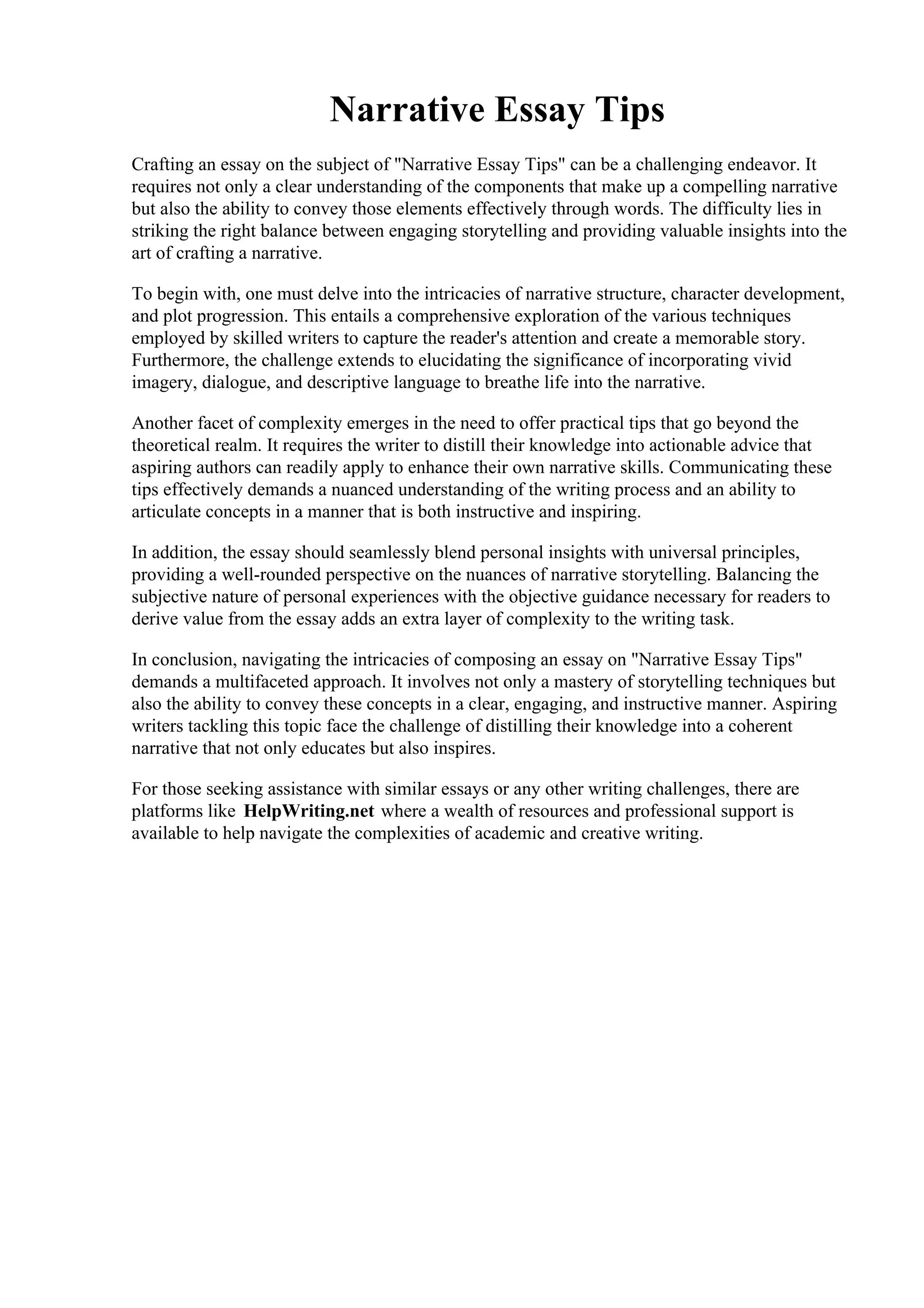 Narrative Essay Tips | PDF