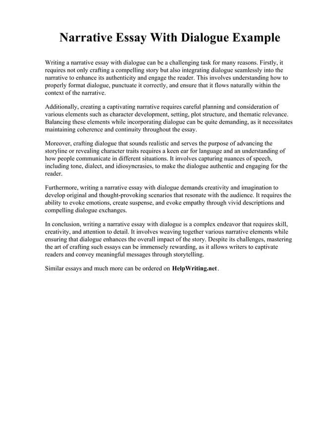 Narrative Essay With Dialogue Example.pdf | Free Download