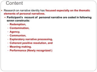 Narrative identity - 2.0 | PPTX