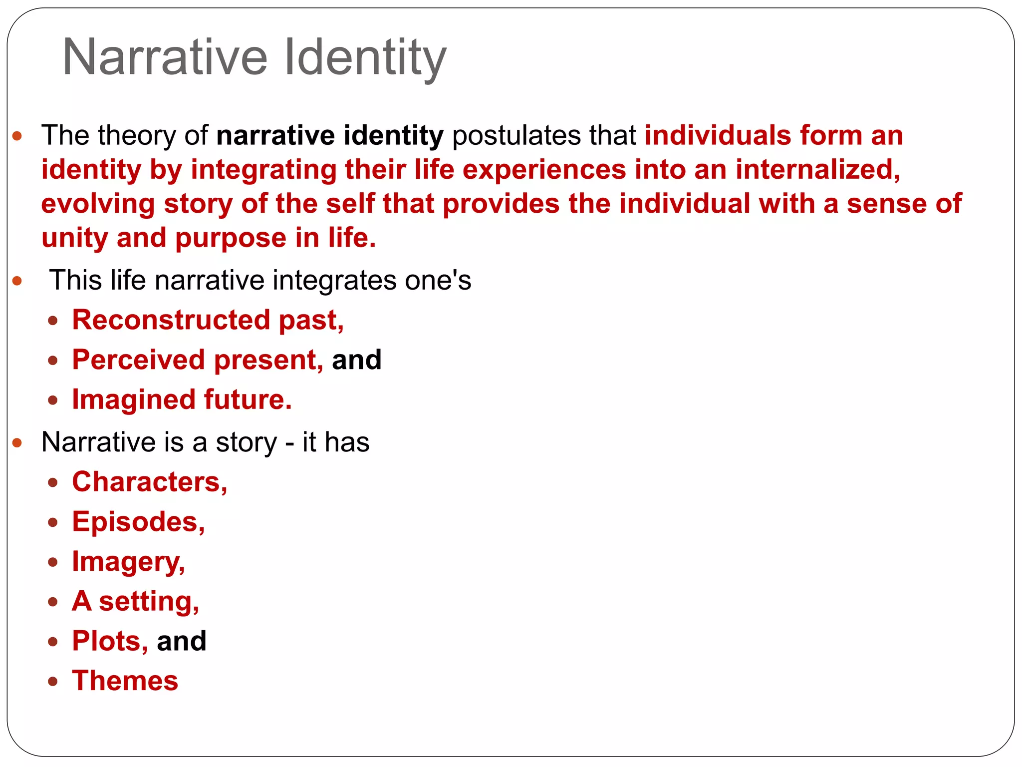Narrative identity part 1 introduction | PPTX