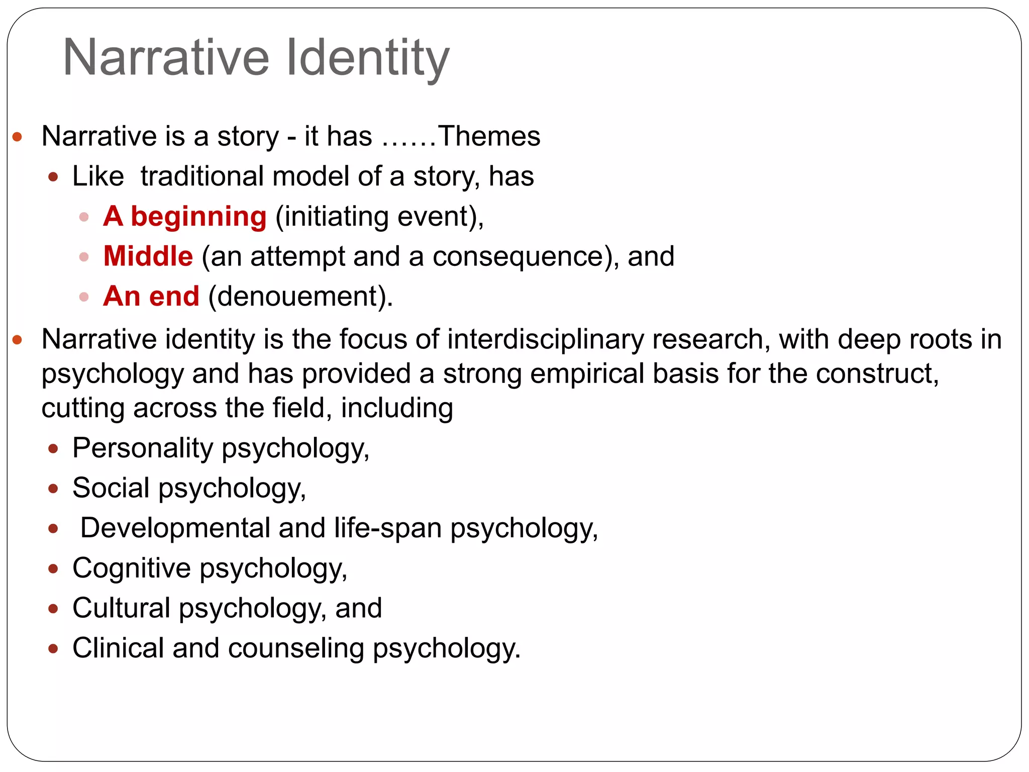 Narrative identity part 1 introduction | PPTX