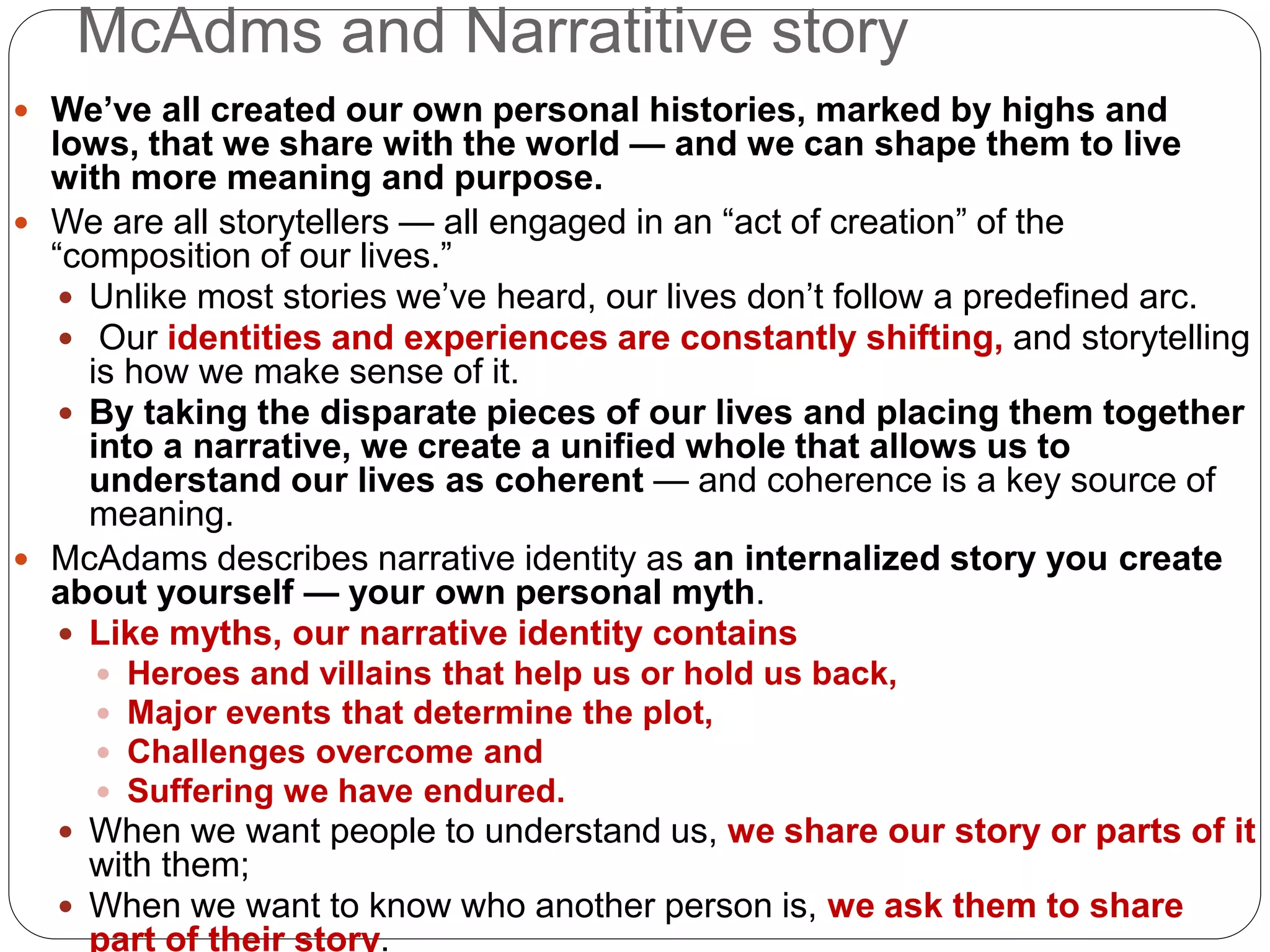 Narrative identity part 1 introduction | PPTX
