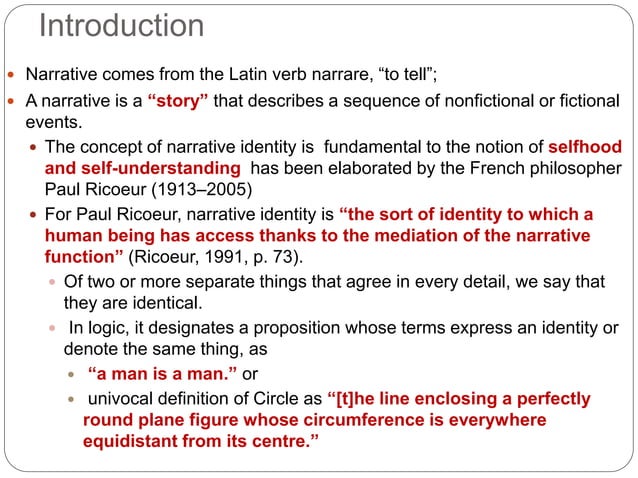Narrative identity part 1 introduction | PPTX