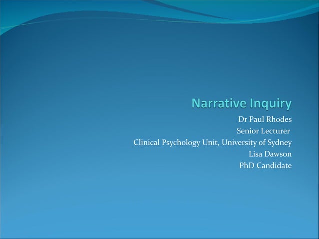 Narrative inquiry | PPT