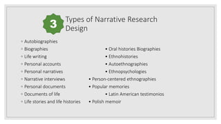 Narrative Inquiry Research Design Slideshows | PPTX