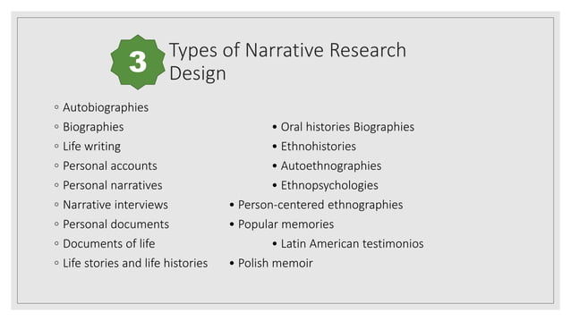 Narrative Inquiry Research Design Slideshows | PPTX | Genres
