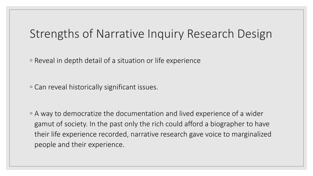 Narrative Inquiry Research Design Slideshows | PPTX | Genres