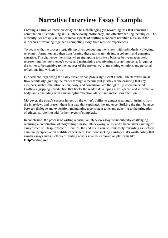 Narrative Interview Essay Example. Narrative interview assignment ...