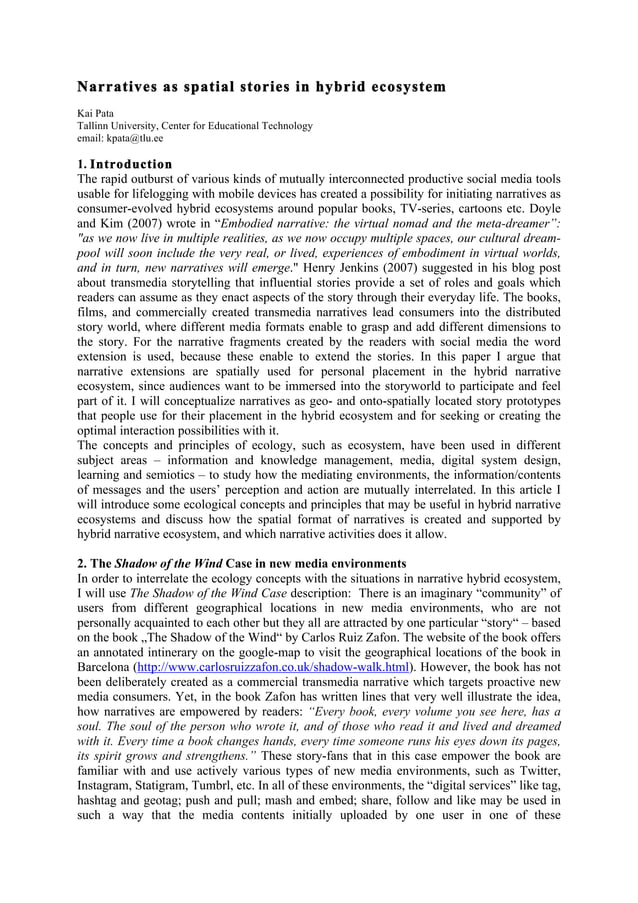 Narrative new media ecosystems pata | PDF | Biological Sciences | Science