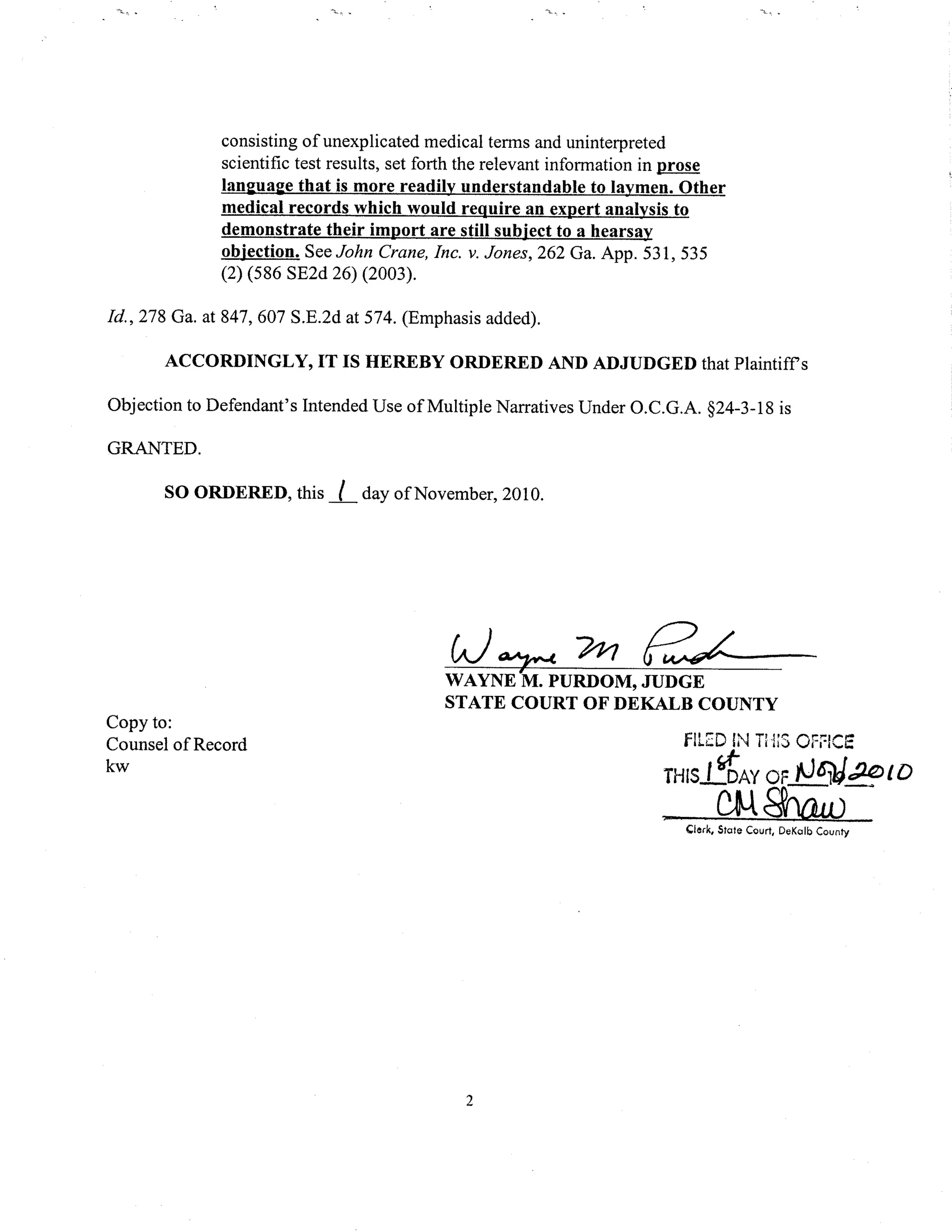 Narrativeobjectionsorder | PDF